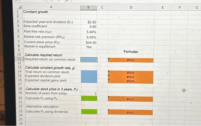 Solved Excel Online Structured Activity: Constant growth You | Chegg.com
