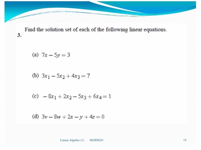 Solved Find the solution set of each of the following linear | Chegg.com