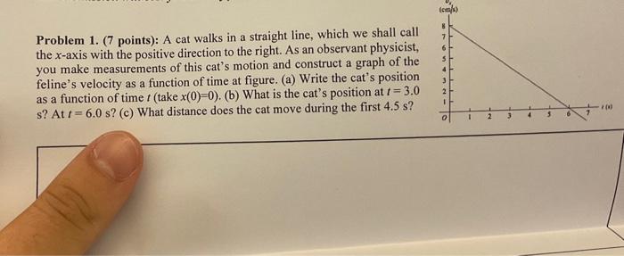 Solved Problem 1. (7 points): A cat walks in a straight | Chegg.com