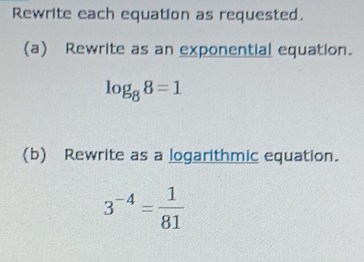 Solved Rewrite each equation as requested. (a) Rewrite as an | Chegg.com