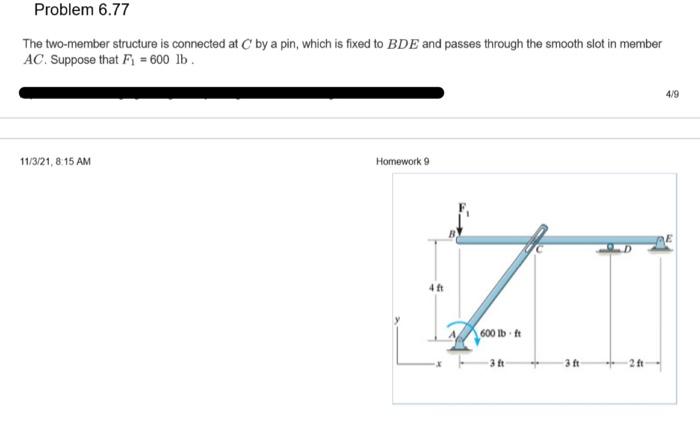 Solved Problem 6.77 The two-member structure is connected at | Chegg.com