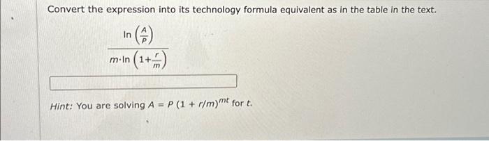 Solved Convert the expression into its technology formula | Chegg.com