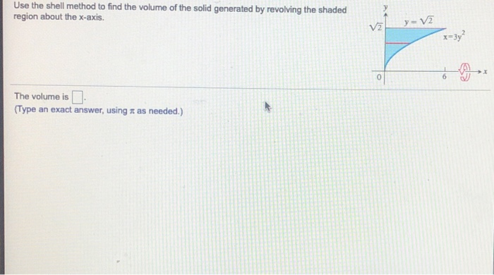 Solved Use the shell method to find the volume of the solid | Chegg.com