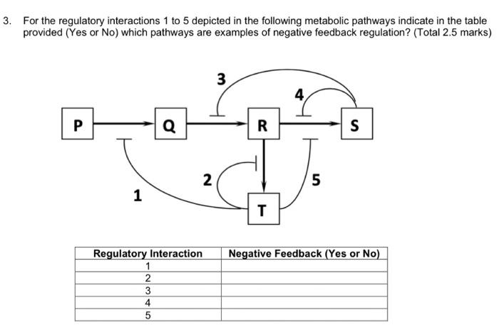 Solved For the regulatory interactions 1 to 5 depicted in | Chegg.com