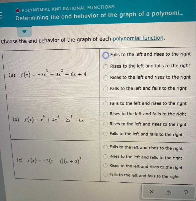 Solved O POLYNOMIAL AND RATIONAL FUNCTIONS Determining the | Chegg.com