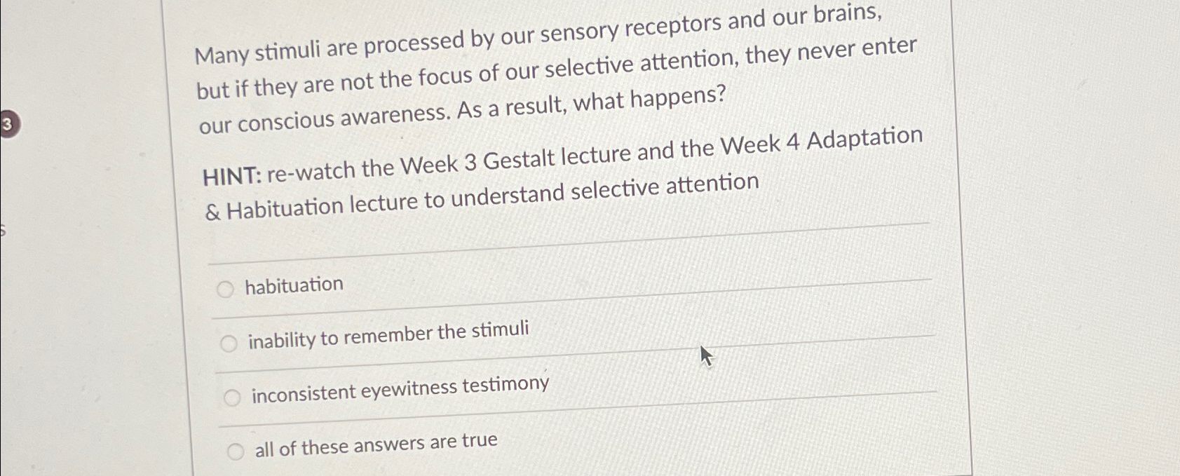 Solved Many stimuli are processed by our sensory receptors | Chegg.com