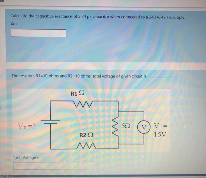 Solved Calculate the capacitive reactance of a 34 uF | Chegg.com