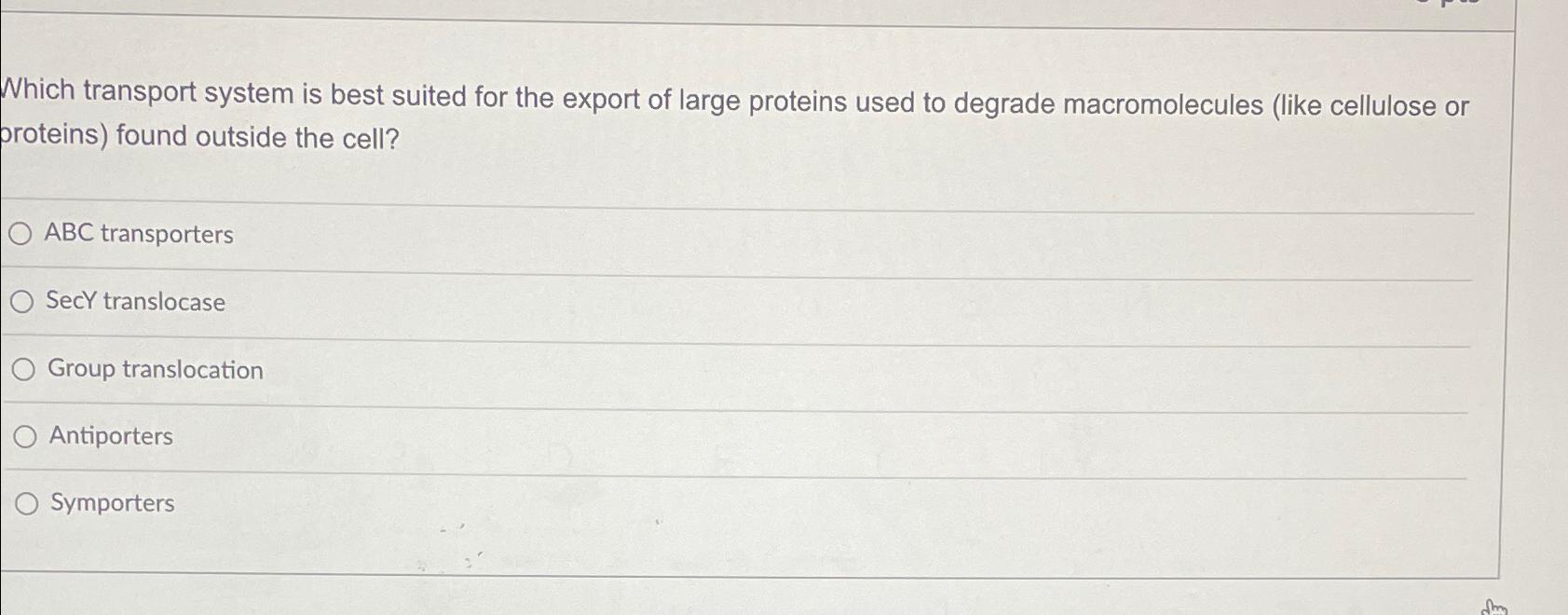 Solved Which transport system is best suited for the export | Chegg.com