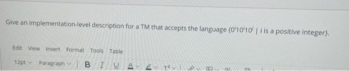 Solved Give an implementation-level description for a TM | Chegg.com