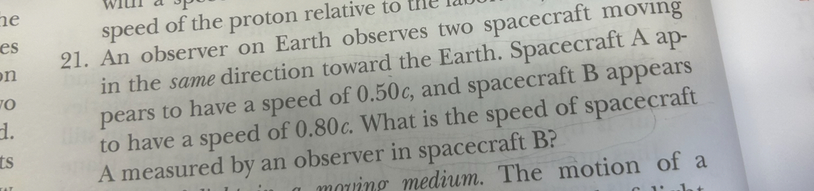 speed of the proton relative to theAn observer on | Chegg.com