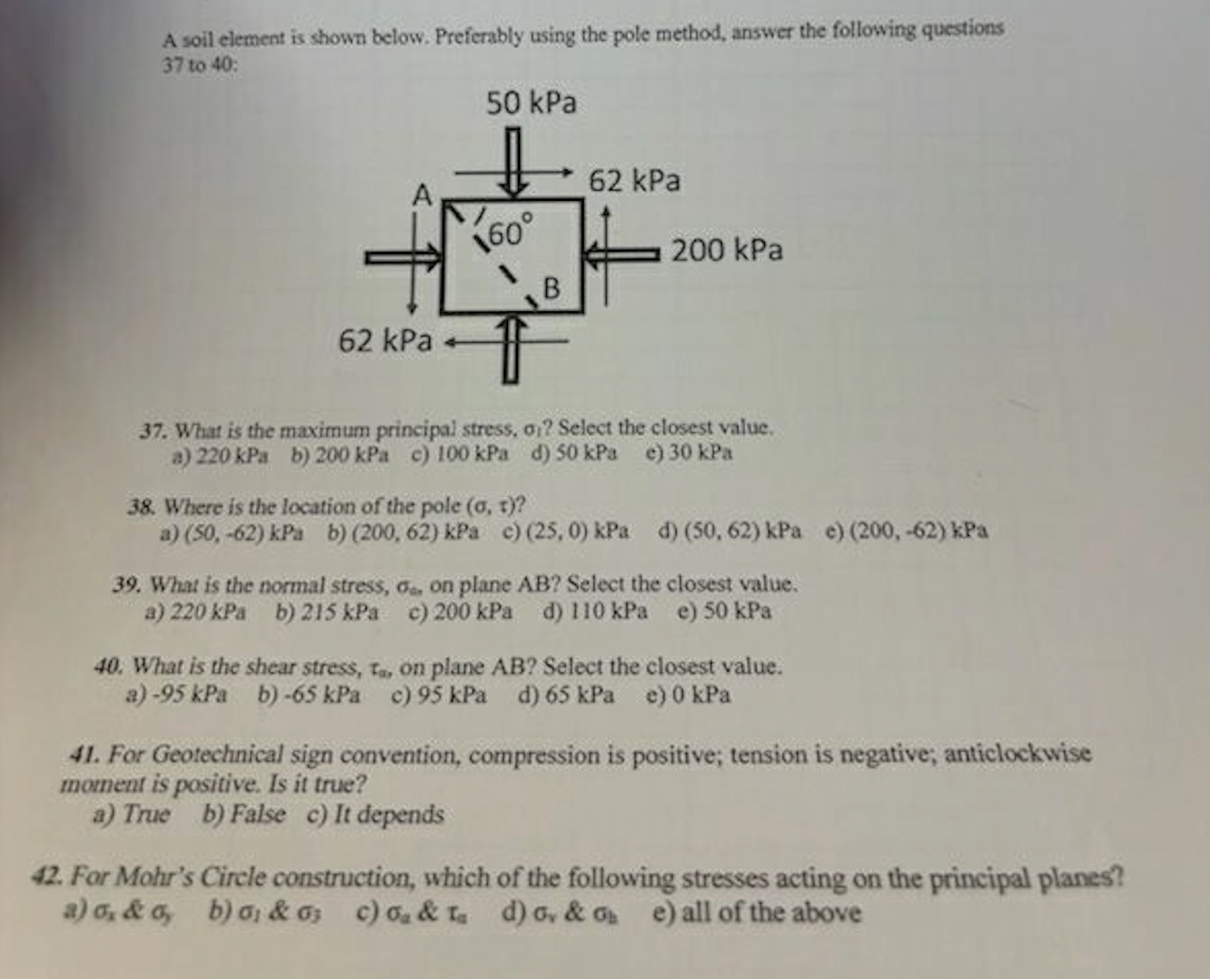 A soil element is shown below. Preferably using the | Chegg.com