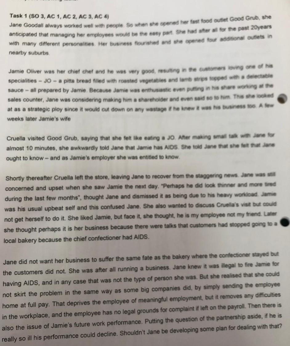 Solved Task 1(SO3,AC1,AC2,AC3,AC 4) Jane Goodall always | Chegg.com