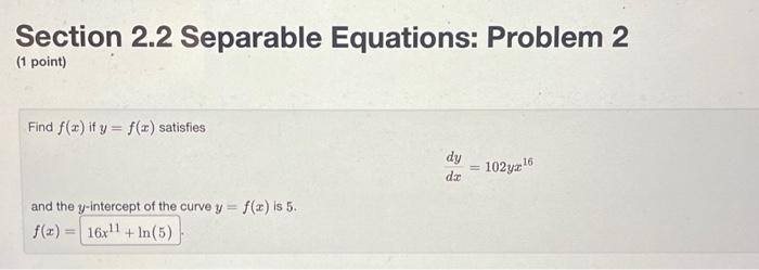 Solved Section 2 2 Separable Equations Problem 2 1 Point