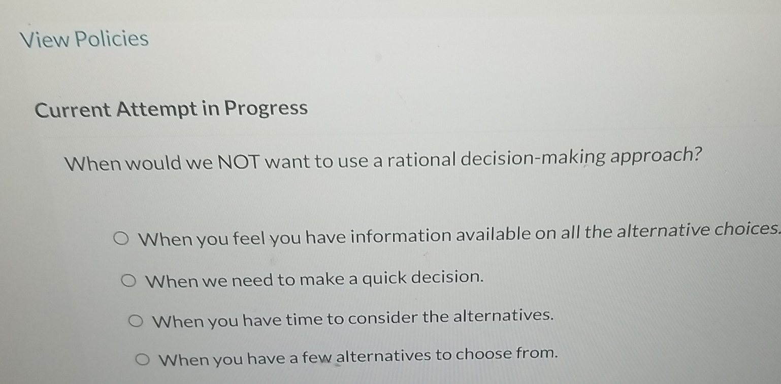 Solved View PoliciesCurrent Attempt in ProgressWhen would we | Chegg.com
