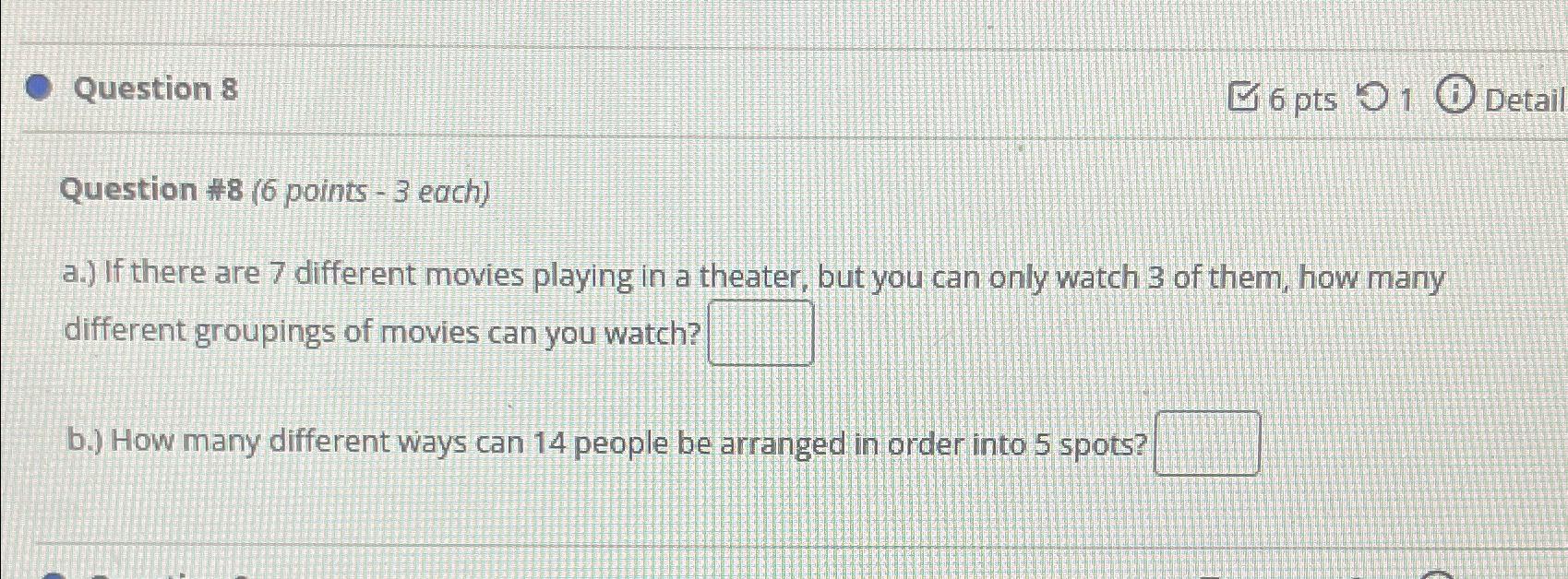 Solved Question 8Question #8 (6 ﻿points - 3 ﻿each)a.) ﻿If | Chegg.com