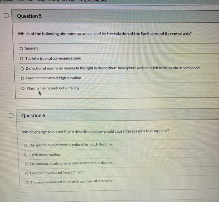 Solved Question 5 Which of the following phenomena are | Chegg.com