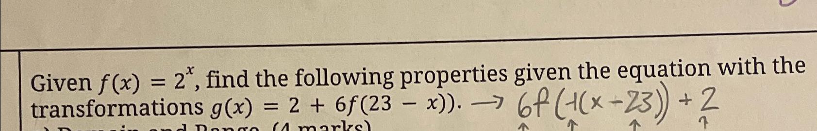 Solved Given f(x)=2x, ﻿find the following properties given | Chegg.com