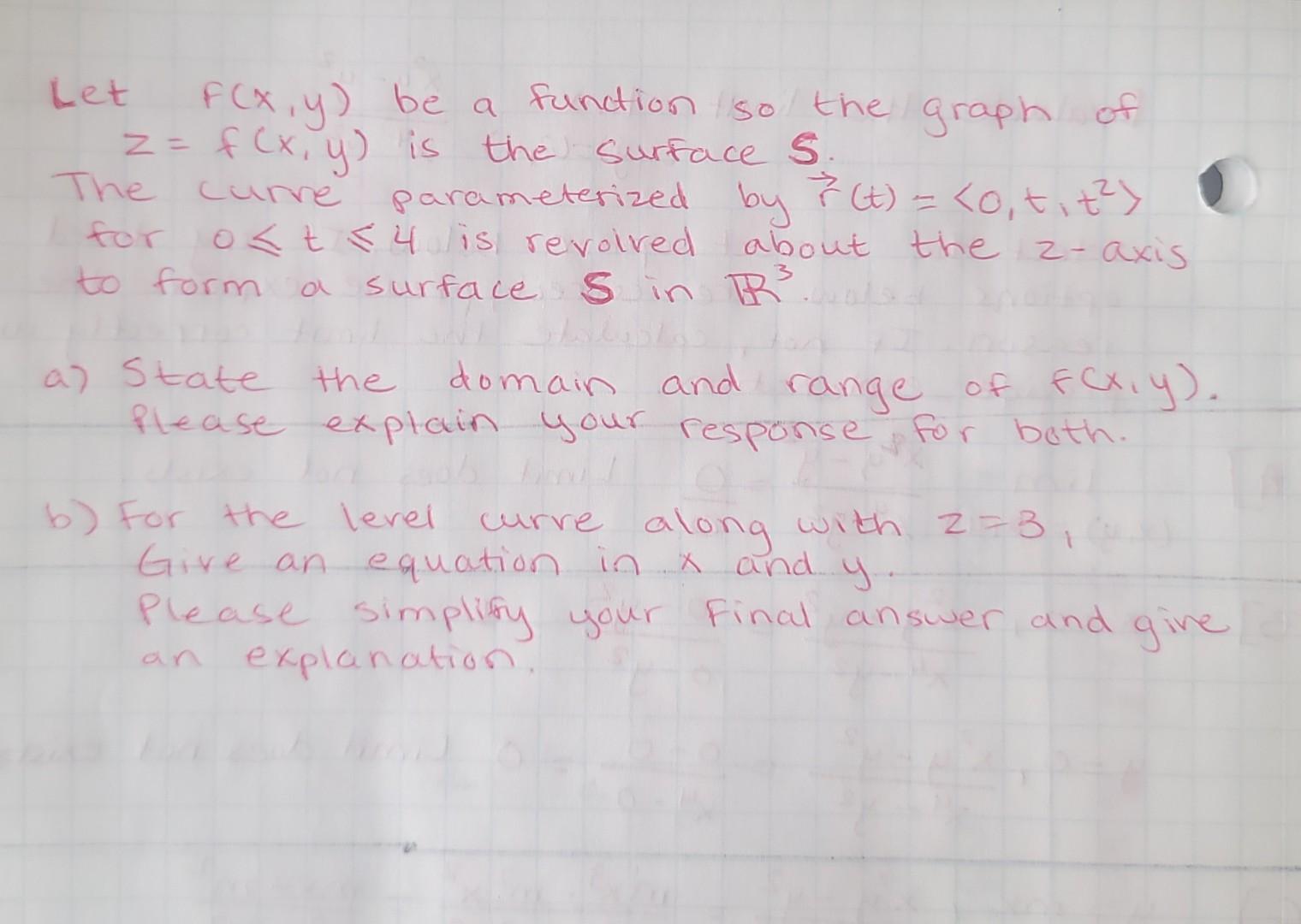 Solved Let F(x, y) be a function so the graph of z = f(x, y) | Chegg.com