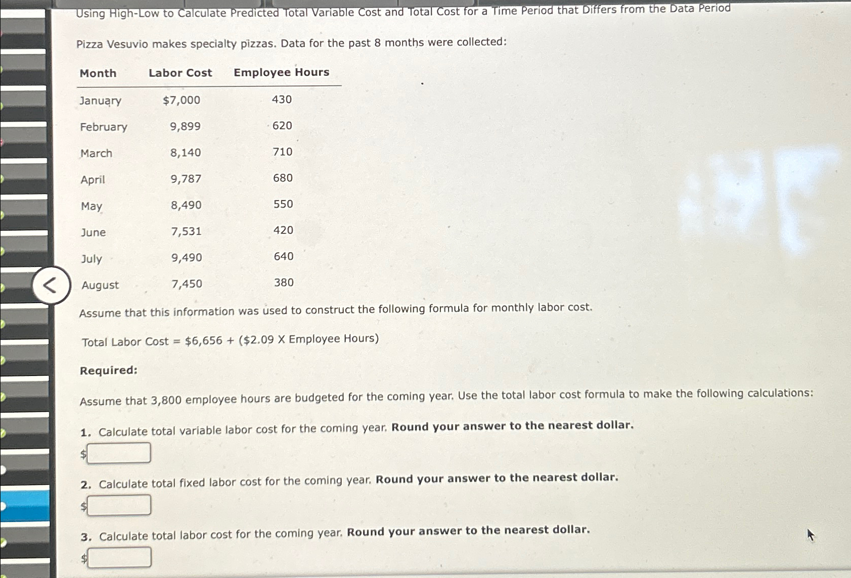 Solved Using High-Low to Calculate Predicted Total Variable | Chegg.com