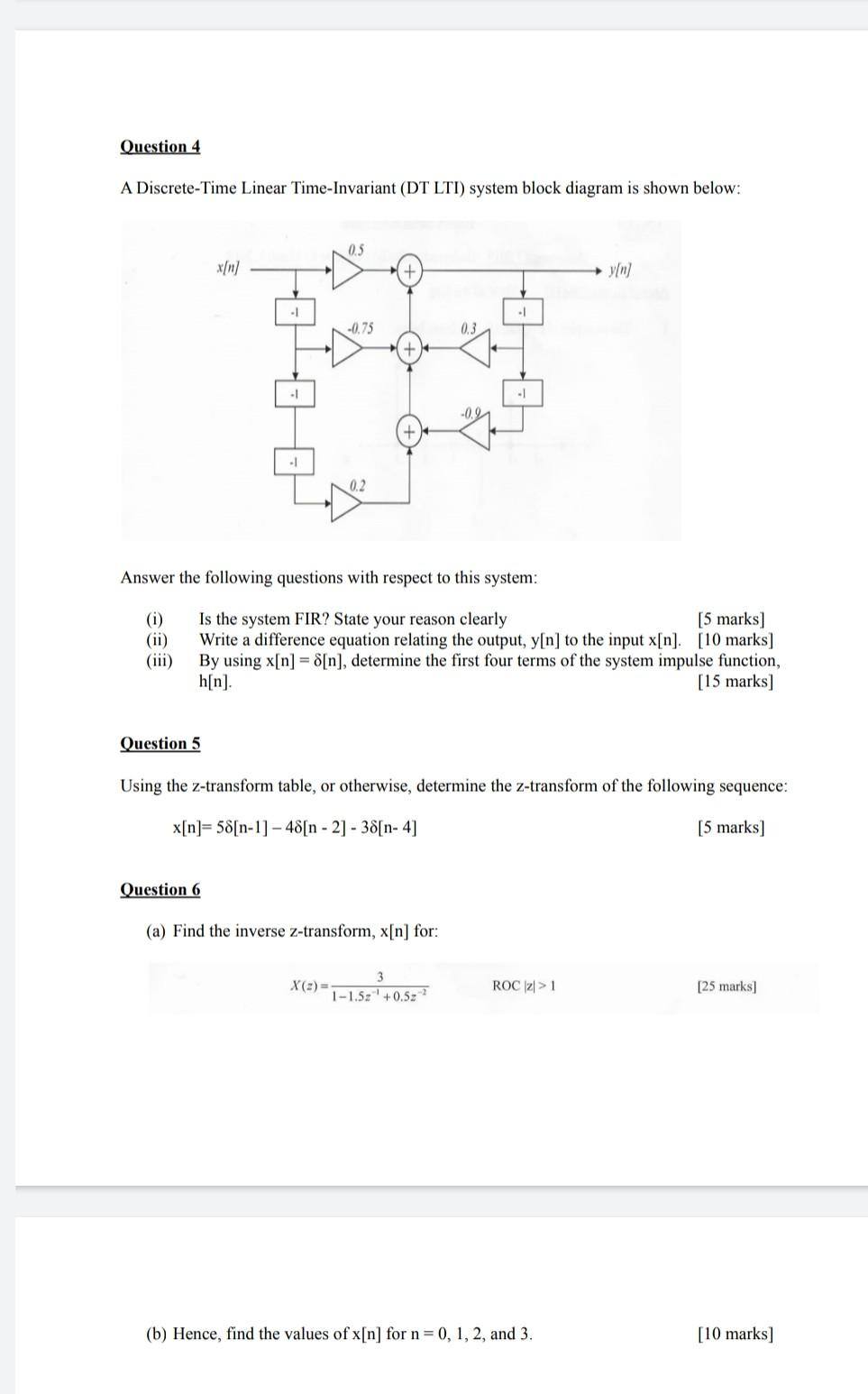Solved Question 4 A Discrete-Time Linear Time-Invariant (DT | Chegg.com