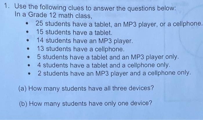 Solved Use the following clues to answer the questions | Chegg.com