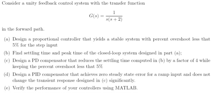 Consider a unity feedback control system with the | Chegg.com