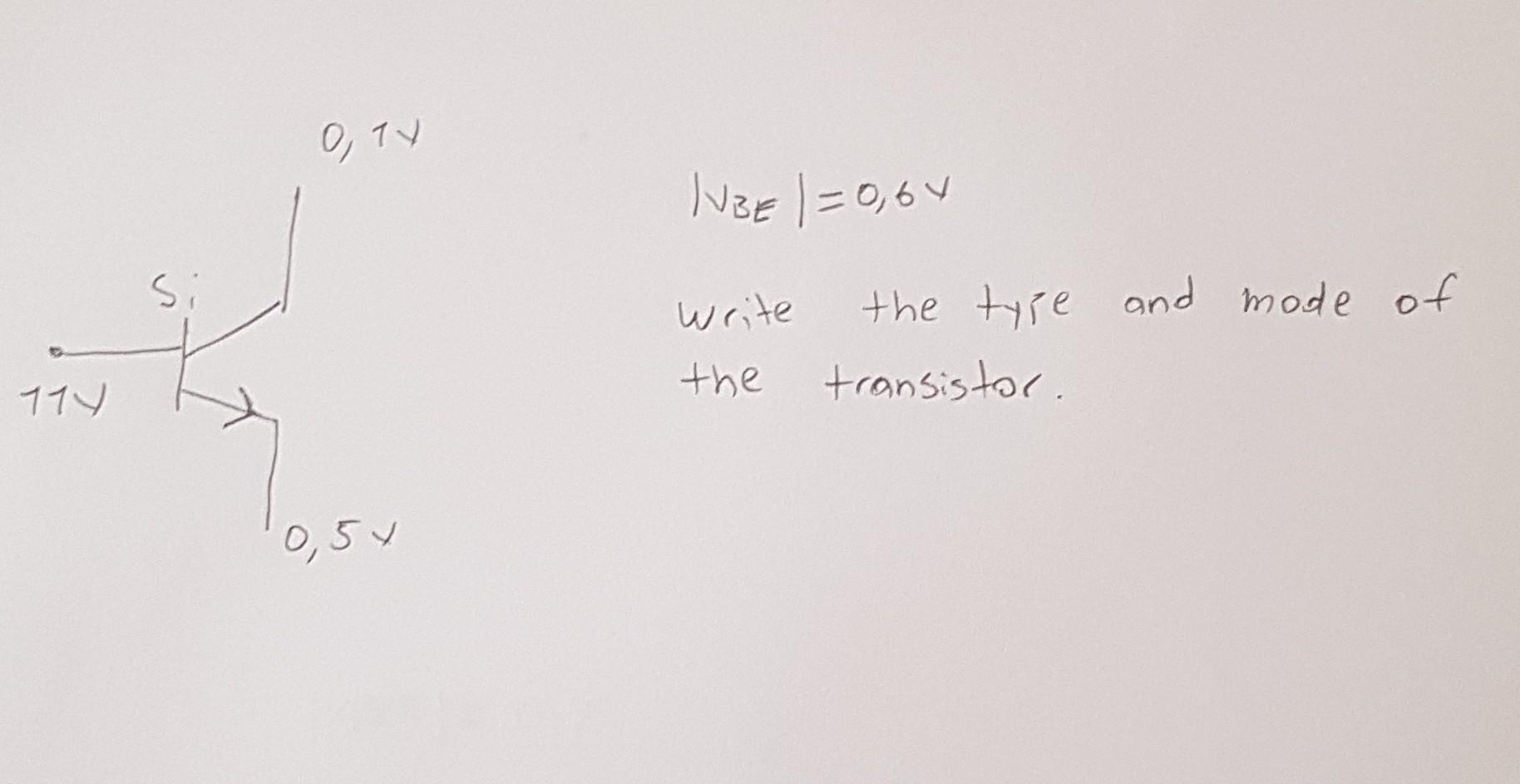 Solved ∣VBE∣=0,6 V write the tyie and mode of the | Chegg.com