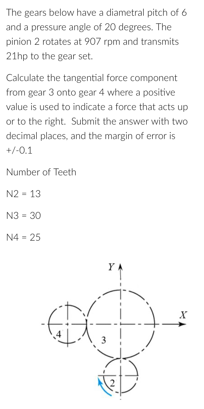 Solved The gears below have a diametral pitch of 6 ﻿and a | Chegg.com