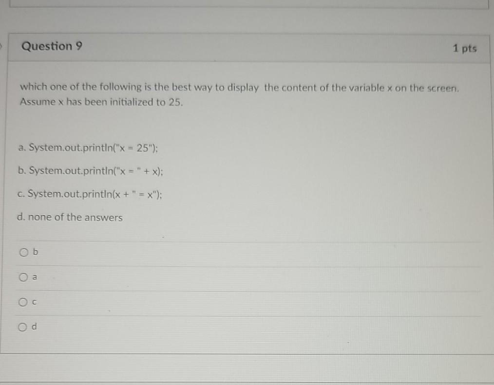 Solved Which one of the following is not a valid assignment | Chegg.com