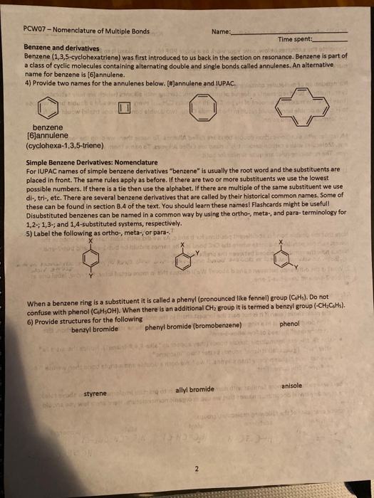 Solved PCW07-Nomenclature of Multiple Bonds Name Time spent | Chegg.com