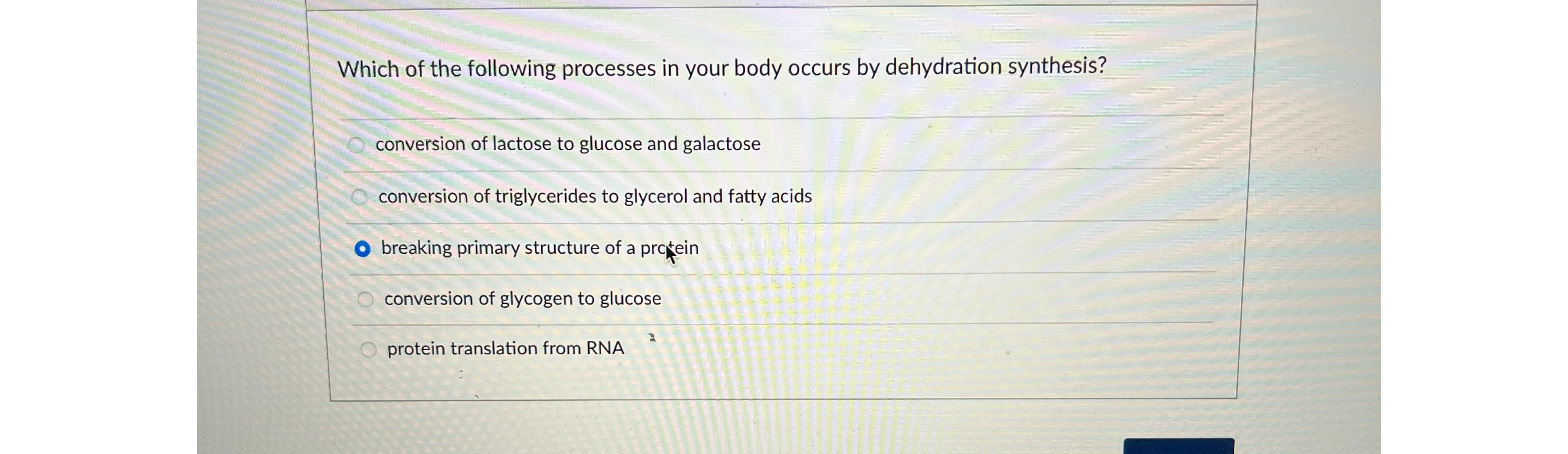 Solved Which of the following processes in your body occurs | Chegg.com