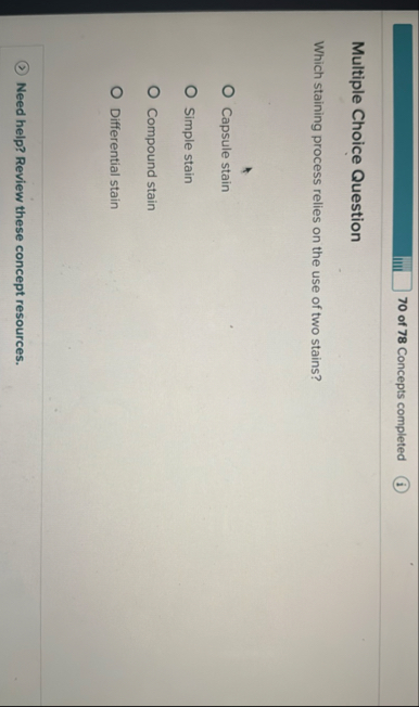 Solved 70 ﻿of 78 ﻿Concepts completed(i)Multiple Choice | Chegg.com