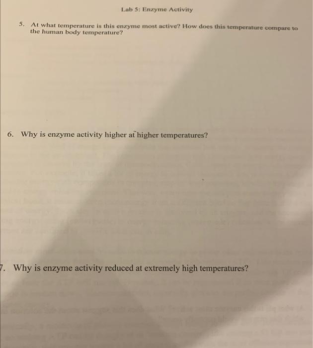 Solved 5. At what temperature is this enzyme most active? | Chegg.com