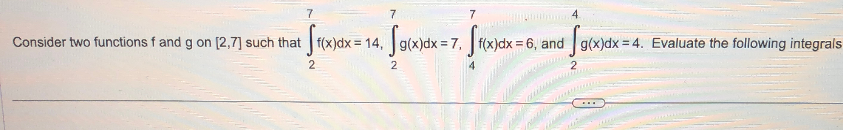 Consider two functions f ﻿and g ﻿on 2,7 ﻿such that | Chegg.com