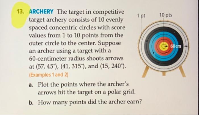 Solved ARCHERY The target in competitive target archery | Chegg.com