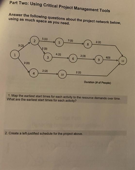 Solved Part Two: Using Critical Project Management Tools | Chegg.com