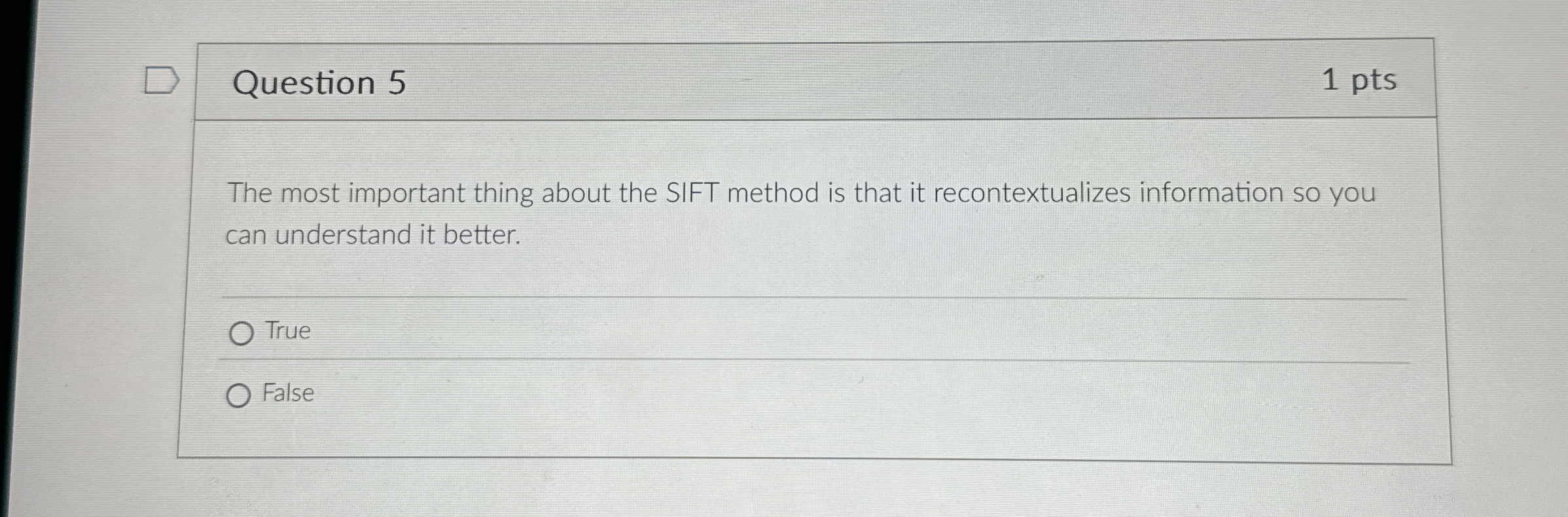 Solved Question 5The most important thing about the SIFT | Chegg.com
