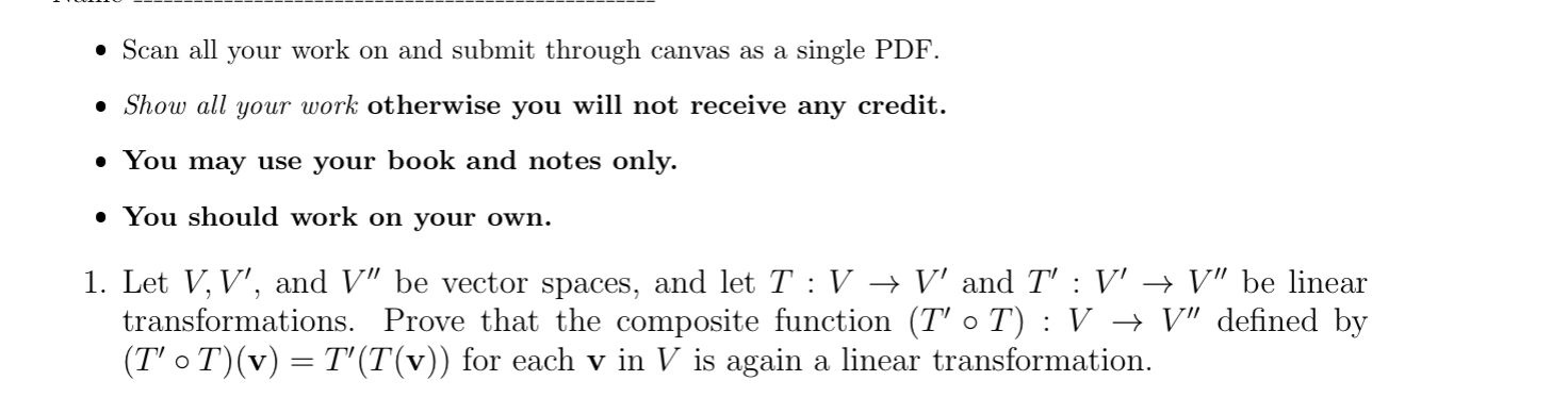 Solved Scan all your work on and submit through canvas as a | Chegg.com