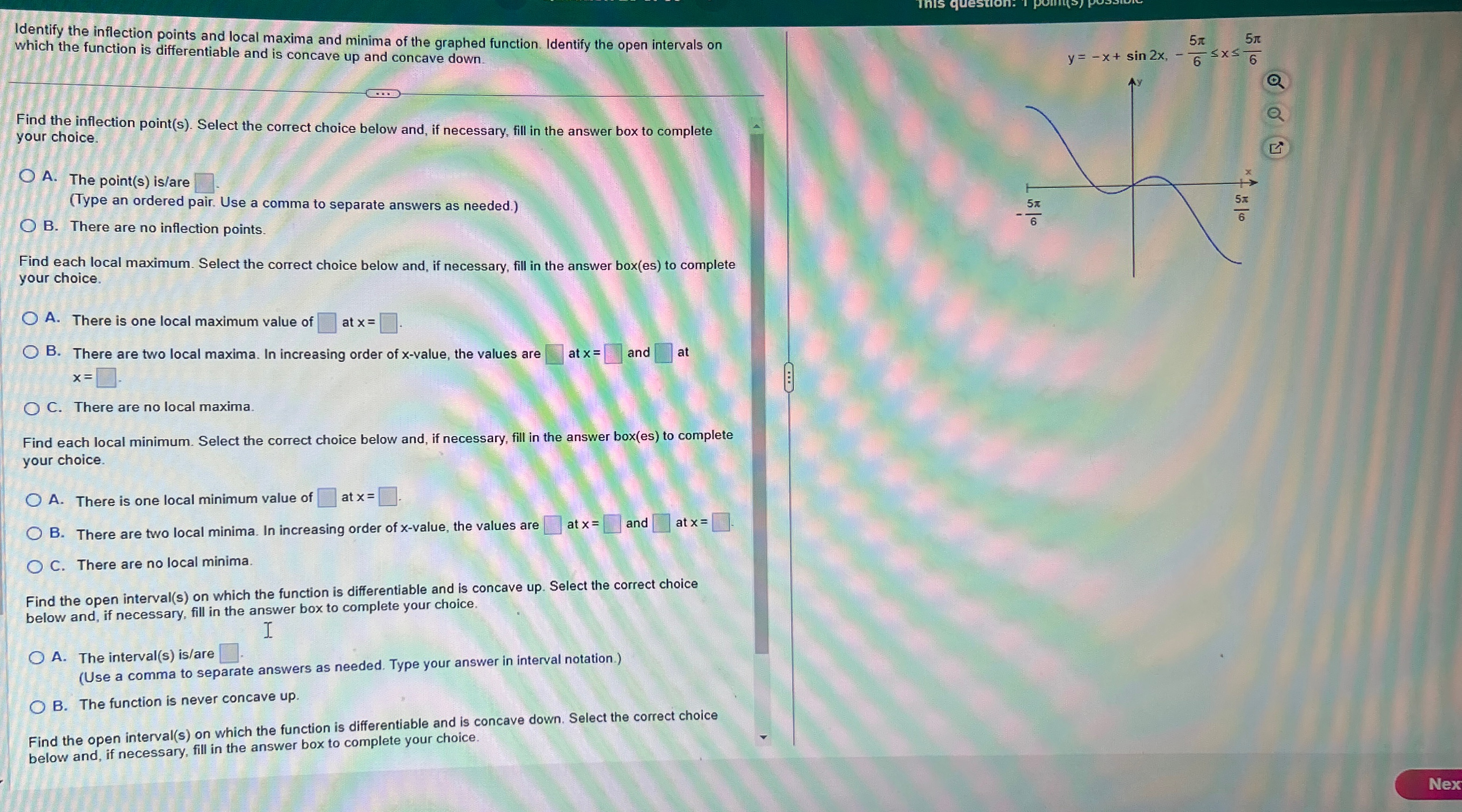 Solved Identify the inflection points and local maxima and | Chegg.com