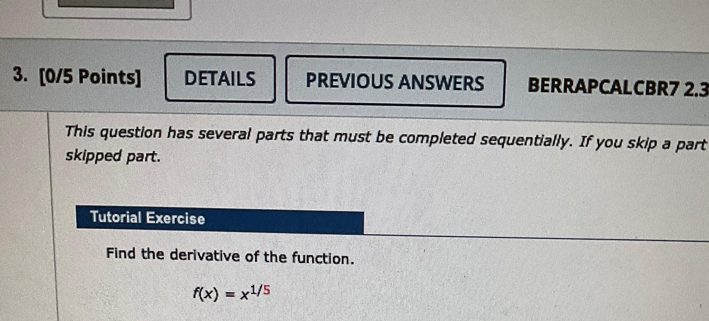 Solved Points]BERRAPCALCBR7 2.3This question has several | Chegg.com