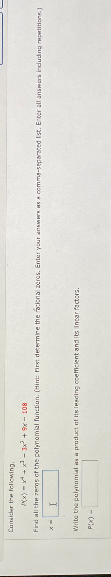 Solved Consider the following.Find all zeros of the | Chegg.com