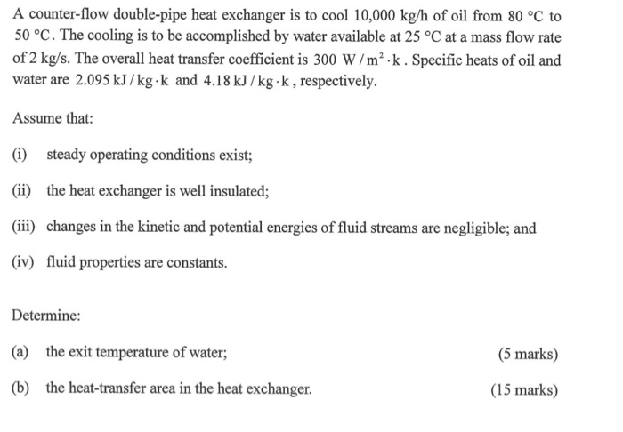 Solved A counter-flow double-pipe heat exchanger is to cool | Chegg.com