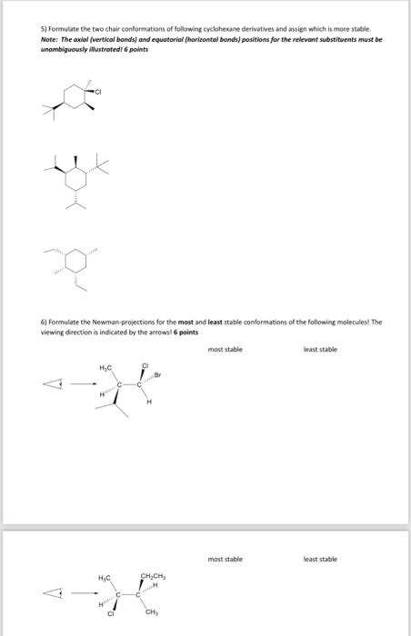 Solved 5) Formulate the two chair conformations of following | Chegg.com
