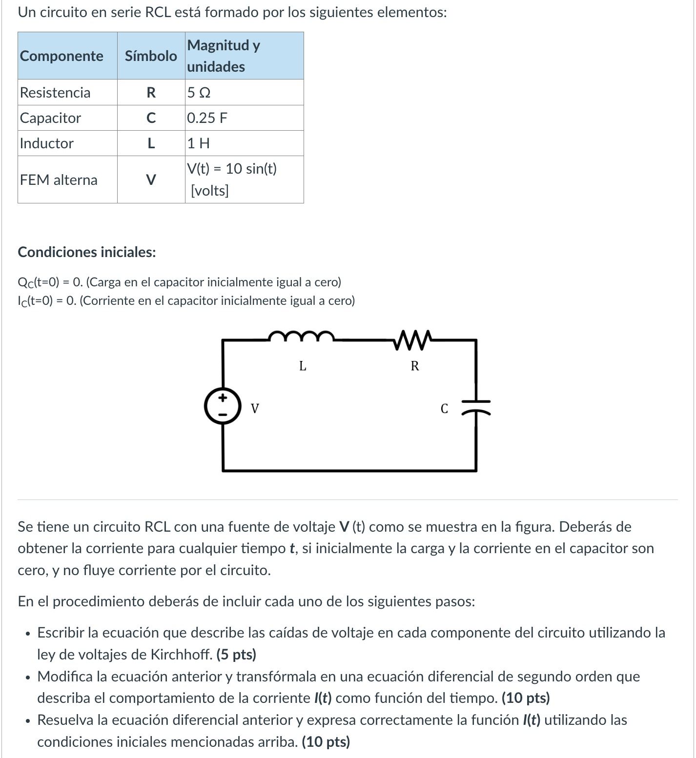 Solved Un circuito en serie RCL está ﻿formado por los | Chegg.com