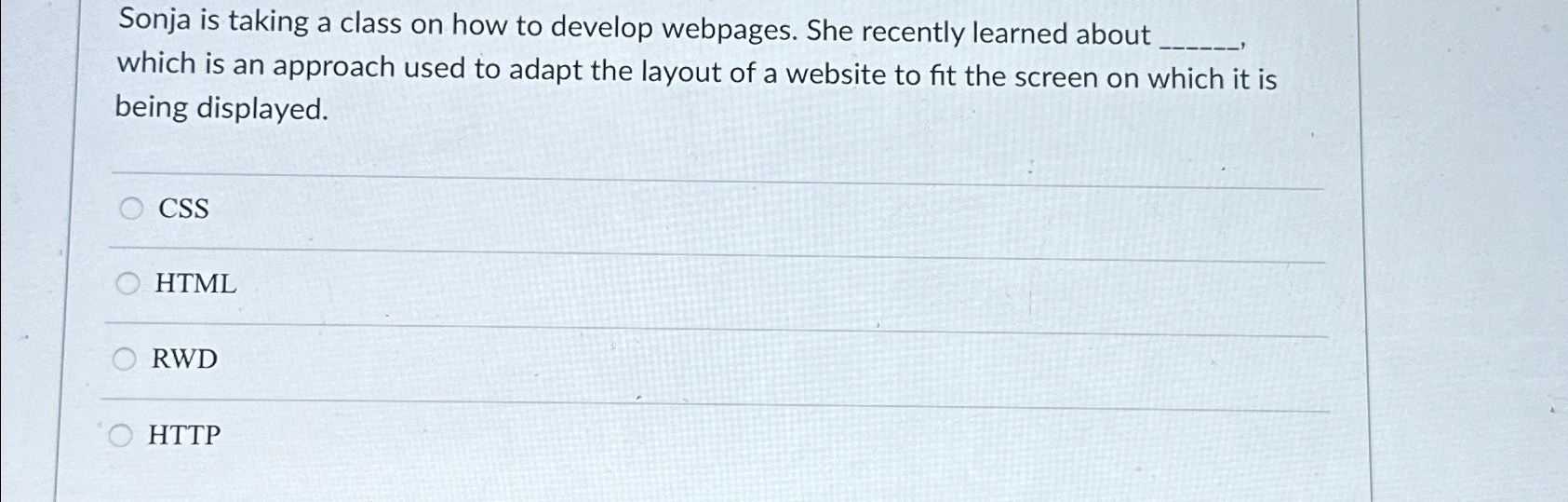 Solved Sonja is taking a class on how to develop webpages. | Chegg.com