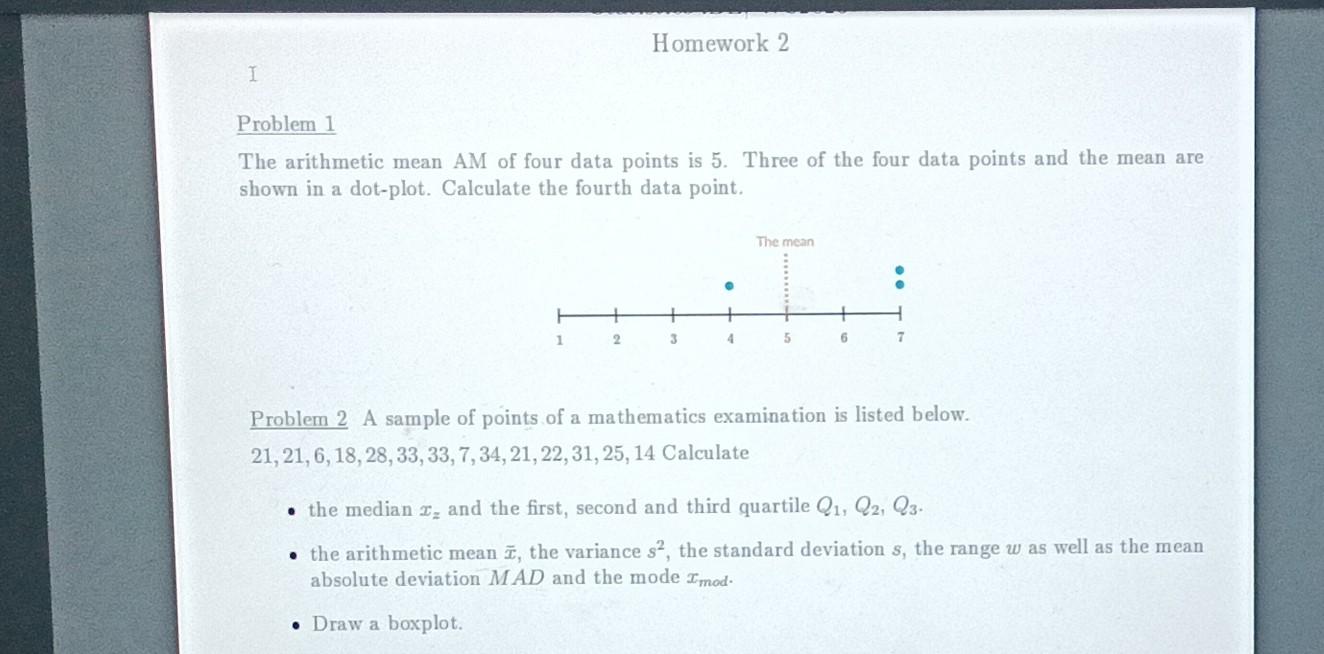 Solved Problem 1 The arithmetic mean AM of four data points | Chegg.com