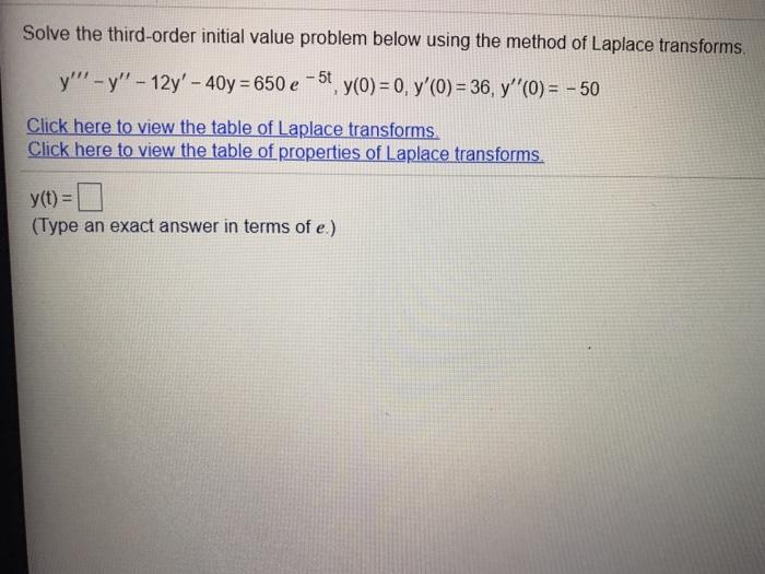 Solved Solve the third-order initial value problem below | Chegg.com