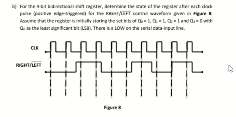 Solved b) For the 4-bit bidirectional shift register, | Chegg.com