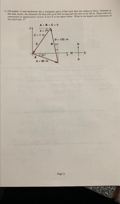 Solved A new landowner has a triangular piece of flat land | Chegg.com