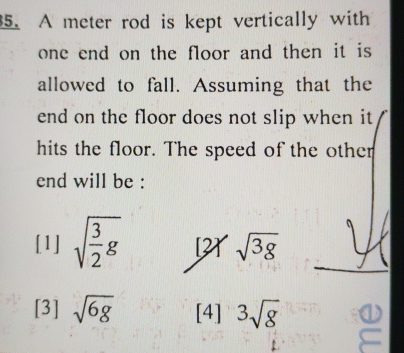 Solved A meter rod is kept vertically withone end on the | Chegg.com